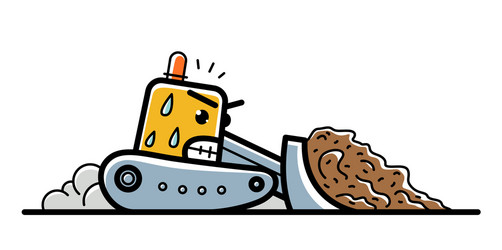 Bulldozer with facial expression hard work Vector Image