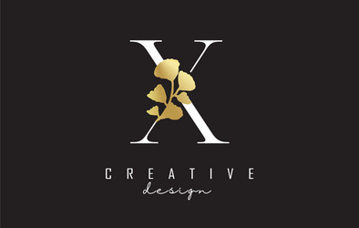 Golden x luxury logo letter with wavy monogram Vector Image