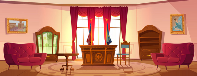 American president oval office cartoon background Vector Image