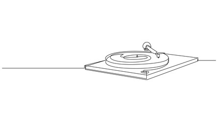 Vinyl record player turntable one line art Vector Image