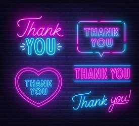 Neon lettering thank you on a dark background Vector Image