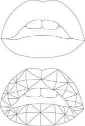 Realistic cartoon geometric lips sketch pattern Vector Image