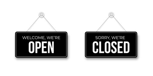 Simple outline black signs open and closed Vector Image