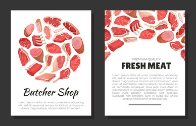 Meat products banner design with beef steak ham Vector Image