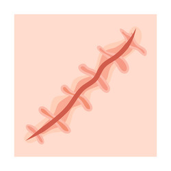 Scar with stitches cartoon bloody Royalty Free Vector Image