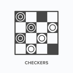 Checkers board game line icon web linear Vector Image