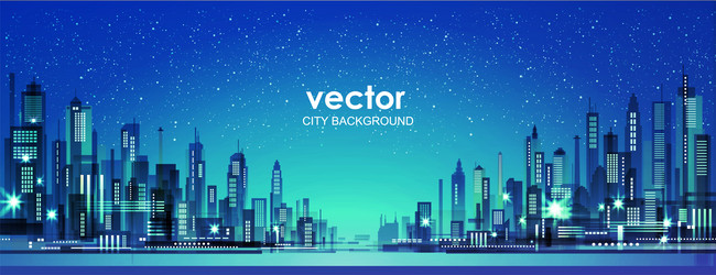Cityscape with buildings scene night Royalty Free Vector