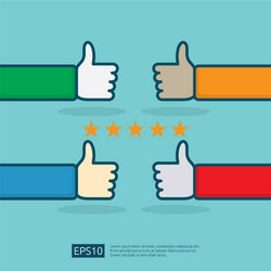 Positive good review with hand thumb up symbol Vector Image