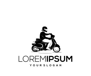 Scooter club logo design silhouette Royalty Free Vector