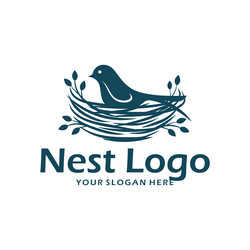 Nestling bird in nest sketch engraving Royalty Free Vector