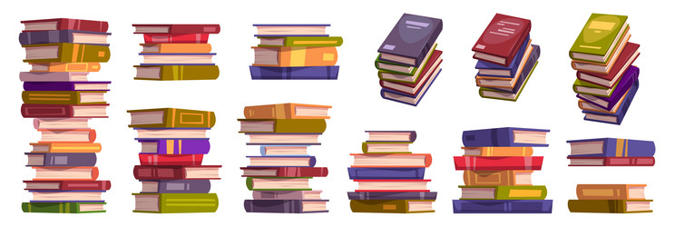 Set of book stack cartoon Royalty Free Vector Image