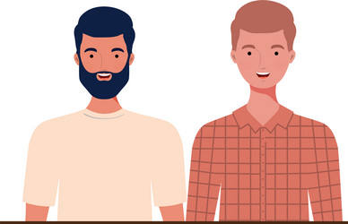 Young men standing on white background Royalty Free Vector