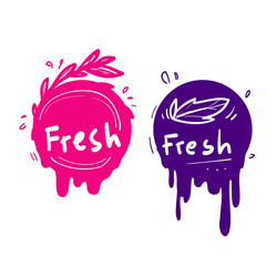 Fresh juice label sticker design natural drink Vector Image