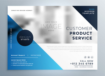 Blue brochure design with stylish wavy shape Vector Image