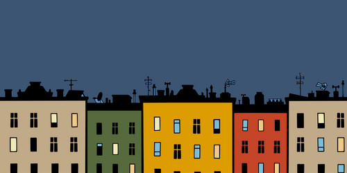 Old city alley street cartoon background Vector Image