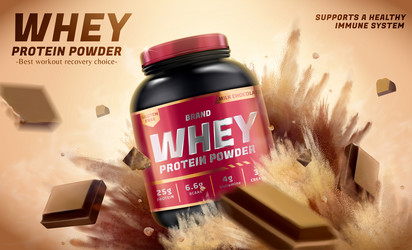 Whey protein powder ad poster Royalty Free Vector Image