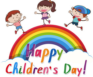 Group of children with banner Royalty Free Vector Image