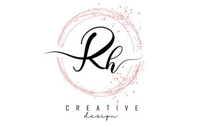 Golden letters rh r h logo with leading lines Vector Image