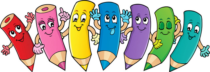 Happy wooden crayons theme set 2 Royalty Free Vector Image