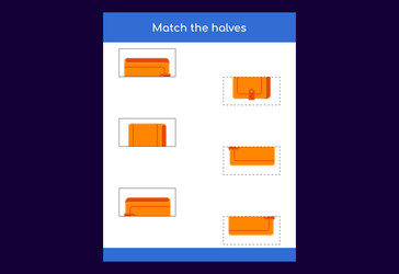 Matching game match halves of objects educational Vector Image