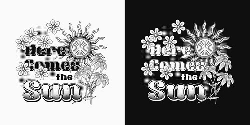 Summer labels with sun peace sign chamomiles Vector Image