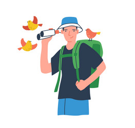 Birdwatcher Birdwatching Man Vector Images (69)