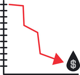 Graphic chart with decrease financial arrow Vector Image