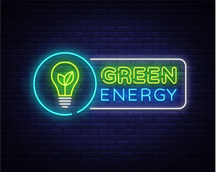 Green energy neon sign eco design Royalty Free Vector Image