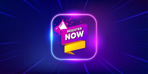 Register now paper banner free registration tag Vector Image