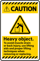 Danger heavy object use lifting aids label Vector Image