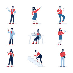 Large set of diverse cartoon people Royalty Free Vector