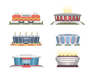 Sport stadium front view collection Royalty Free Vector