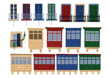 Maltese balconies and windows with various Vector Image
