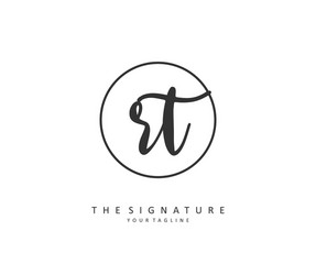 R t rt initial letter handwriting and signature Vector Image