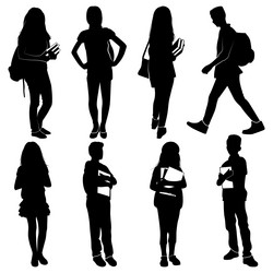 School student silhouettes Royalty Free Vector Image