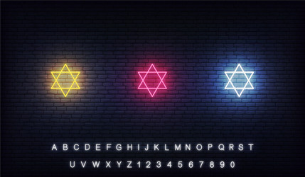 Red neon star david jewish sign decoration Vector Image