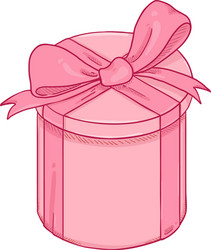 Cartoon pink gift box with ribbon and bow Vector Image