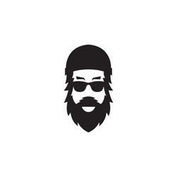 Bearded man flat mascot icon logo design Vector Image