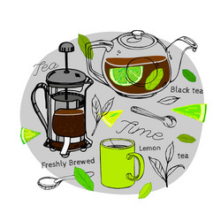 Hand drawn tea Royalty Free Vector Image - VectorStock