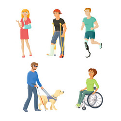 Cartoon people with injuries and disabilities Vector Image
