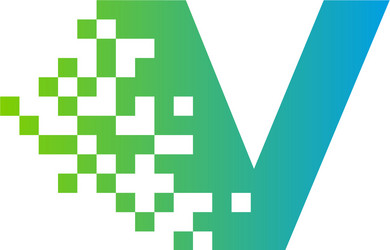 V letter mosaic pixel logo icon design Royalty Free Vector