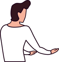 Young man back position on white background Vector Image