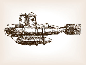 Submarine Drawn Old Vector Images (53)