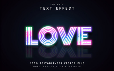 Love colorful neon text effects Royalty Free Vector Image