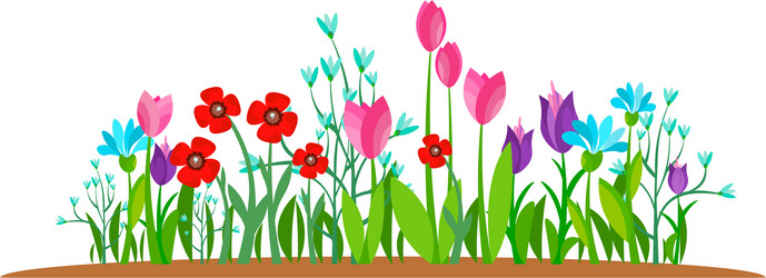 Early spring garden blossom flowers grass Vector Image