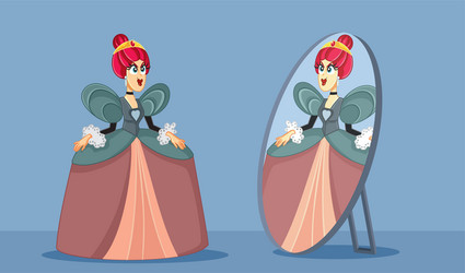 Confident princess looking in the mirror Vector Image