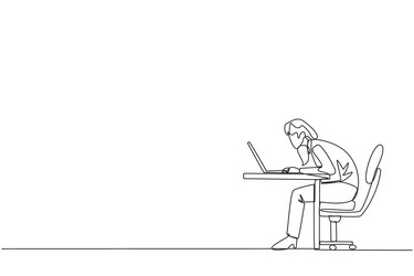 Continuous one line drawing businesswoman sitting Vector Image