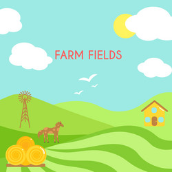 Farm fields landscape cartoon green field Vector Image