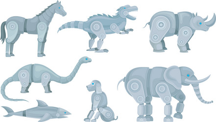 Mechanical animals assembled from metal parts Vector Image