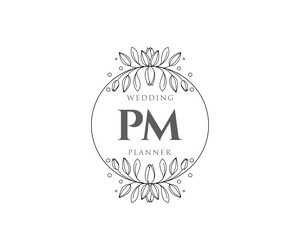 Pm initials letter wedding monogram logos Vector Image